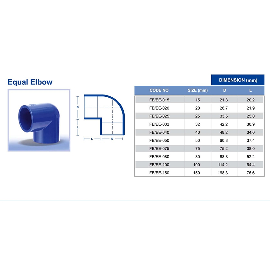 Bina Plastic BBB ABS Pressure Fittings Series Equal Elbow FBEE - Plumbing Supplier Malaysia